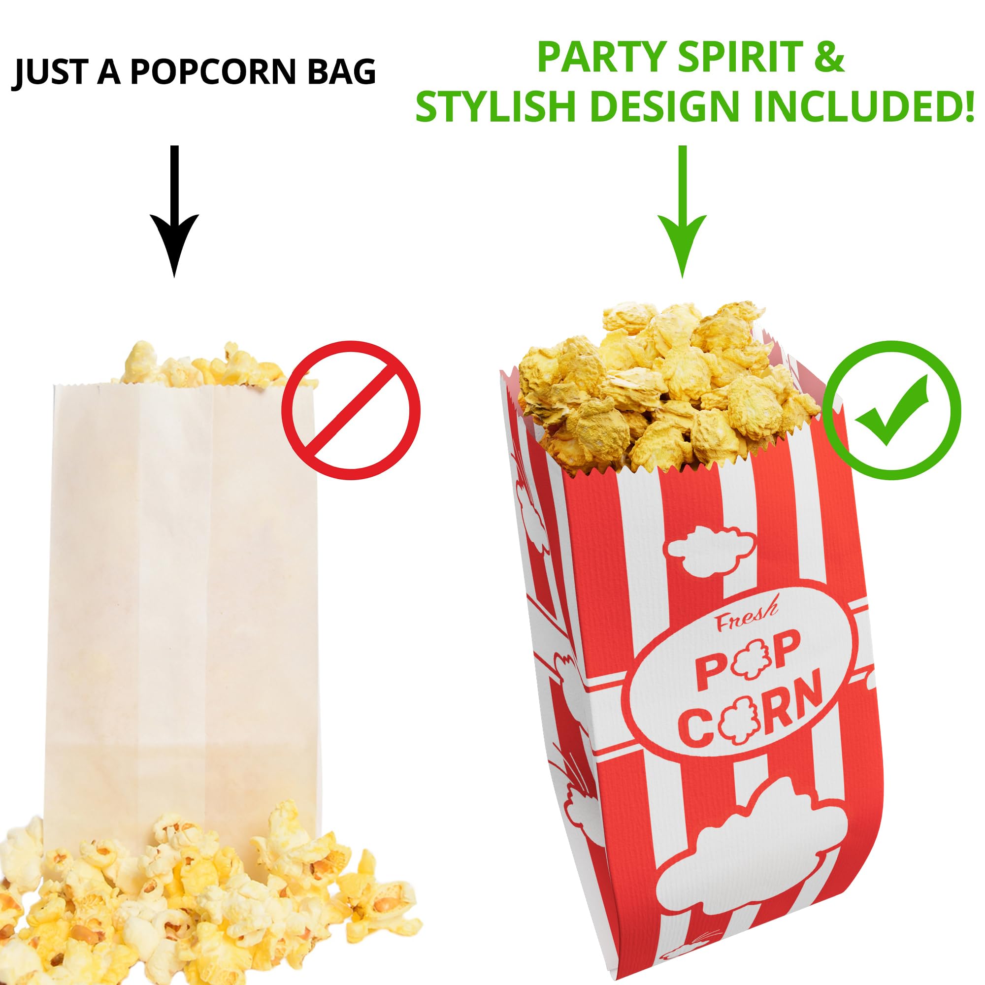 CUSINIUM Christmas Red Popcorn Bags for Party (75-Pack, 1oz) - Carnival Theme - Customizable