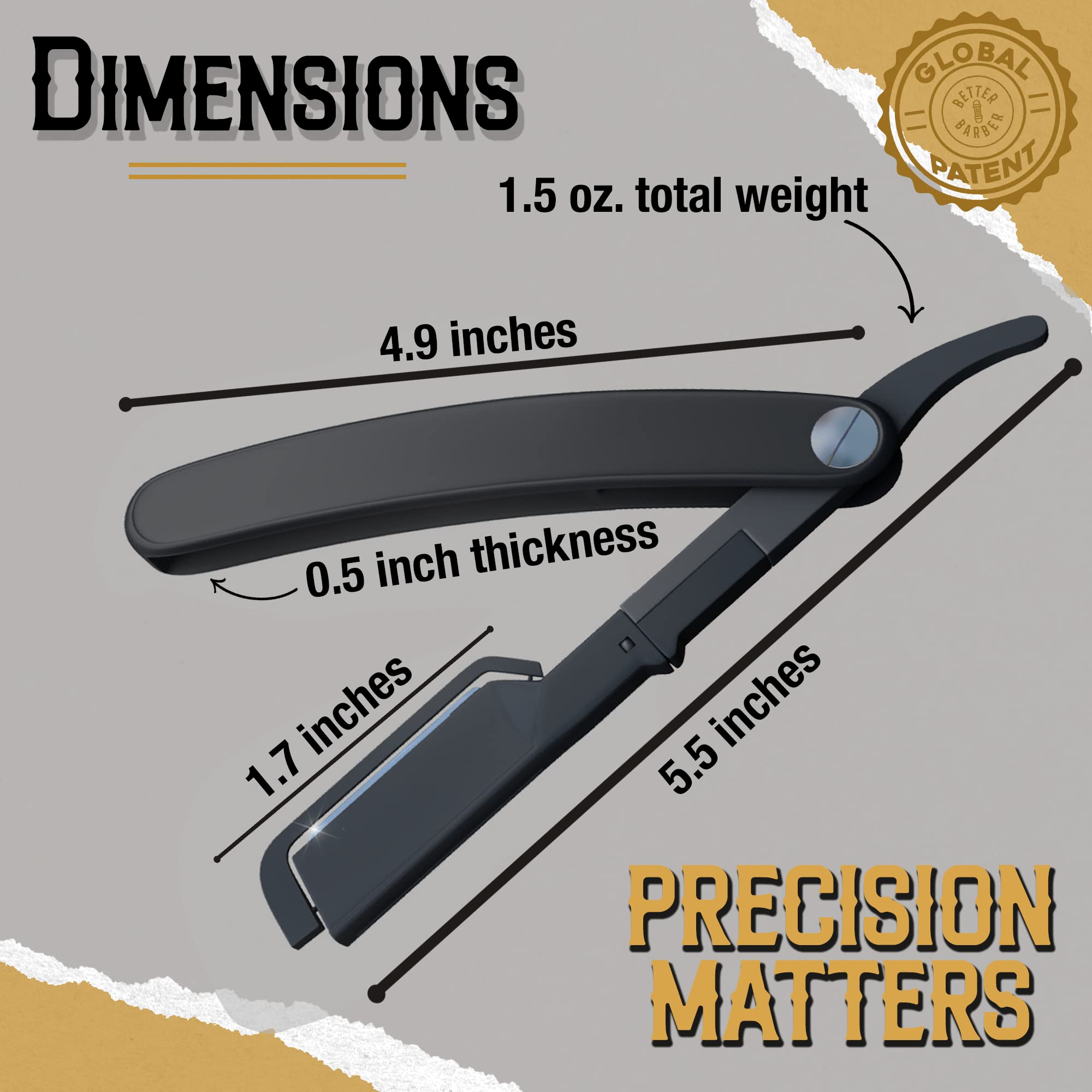 Better Barber Professional Straight Edge Razors for Men-Premium Disposable Razor Kit for Shaving Hair/Beard-Men’s Shave Kit Safety-Razor for Men (Refill blades pack, 80 Units)