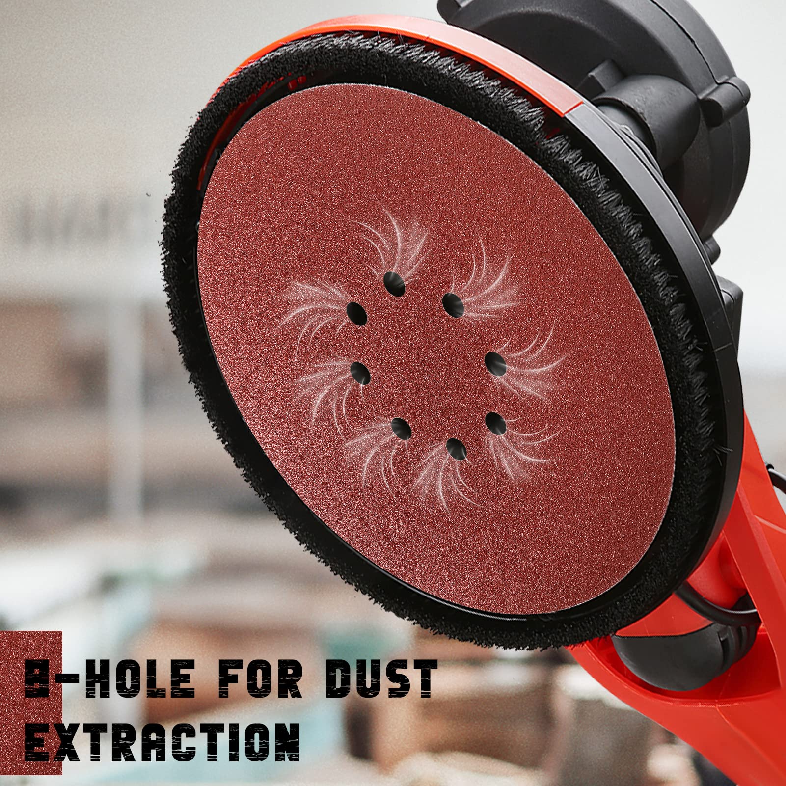 9 Inch 8 Hole Sanding Disc, GOH DODD 40 Grit 15 Pieces Hook and Loop Sandpaper Aluminum Oxide Sanding Pads Sand Paper for Drywall Sander