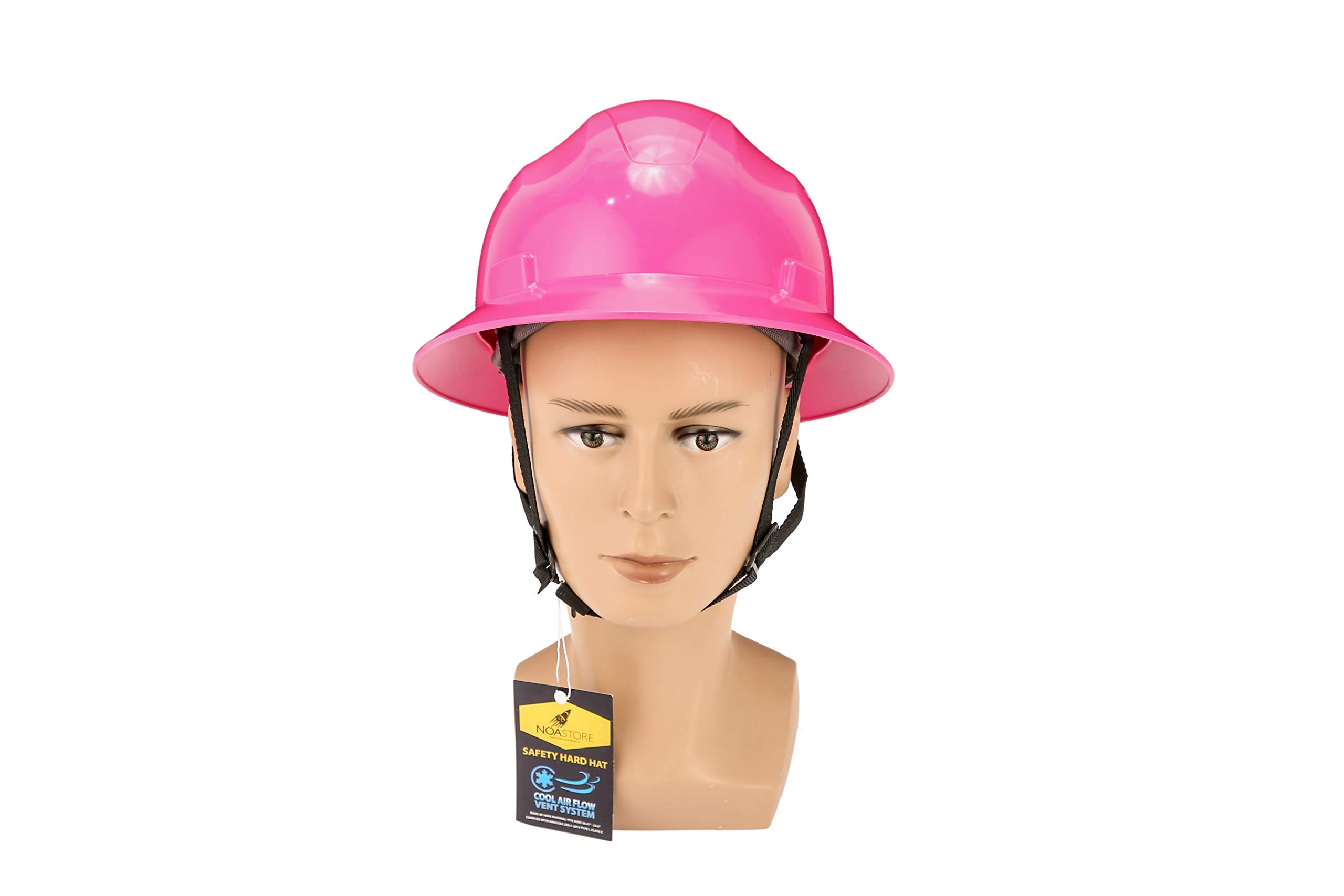 Noa Store HDPE Pink Full Brim Hard Hat with Fas-trac Suspension