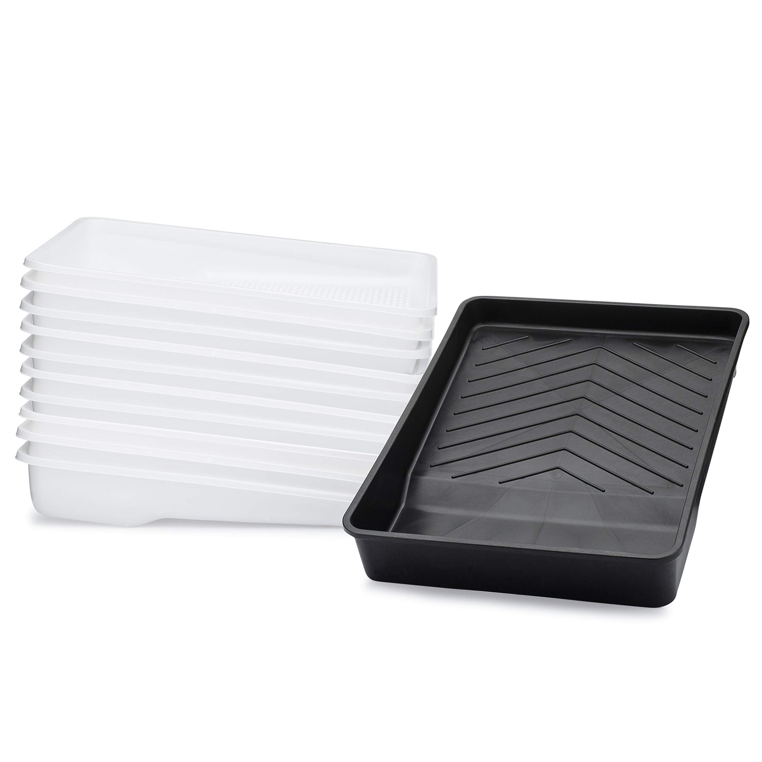 9 Inch Roller Paint Tray Liners with Hard Shell (Includes 10 Pack of Disposable Paint Tray Liners) - Deep Well Paint Trap - Fits Most Paint Rollers