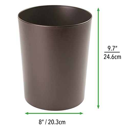 mDesign Round Metal Small 1.7 Gallon Recycle Trash Can Wastebasket, Garbage Container Bin for Bathrooms, Kitchen, Bedroom, Home Office - Durable Stainless Steel - Mirri Collection - 4 Pack - Bronze