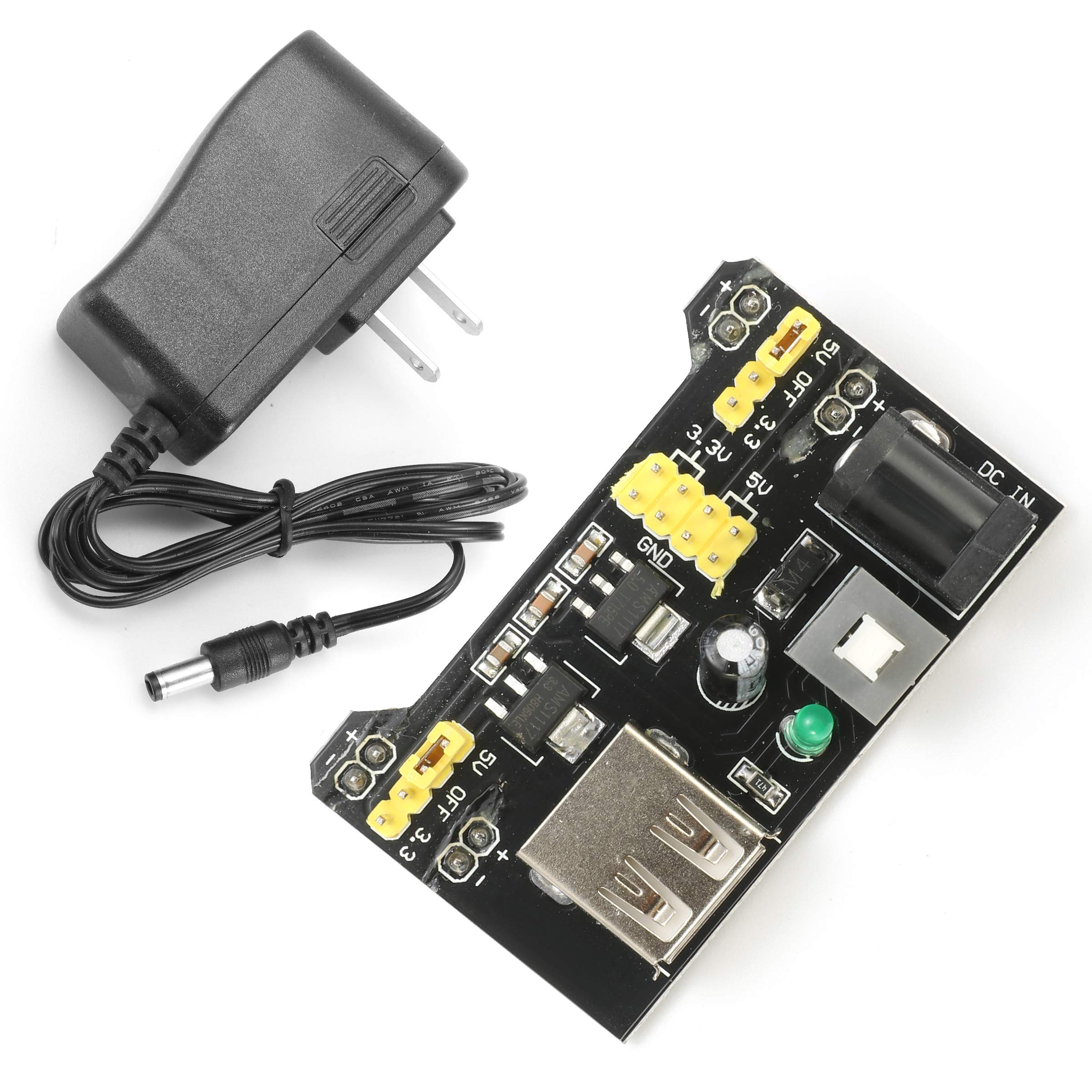 DEYUE 398 Electronic Starter Fun Kit Bundle | Basic Electronics Components Starter Kit | for Arduino, Raspberry Pi, STM32 | Power Supply Module, Power Adaptor, Jumper Wire