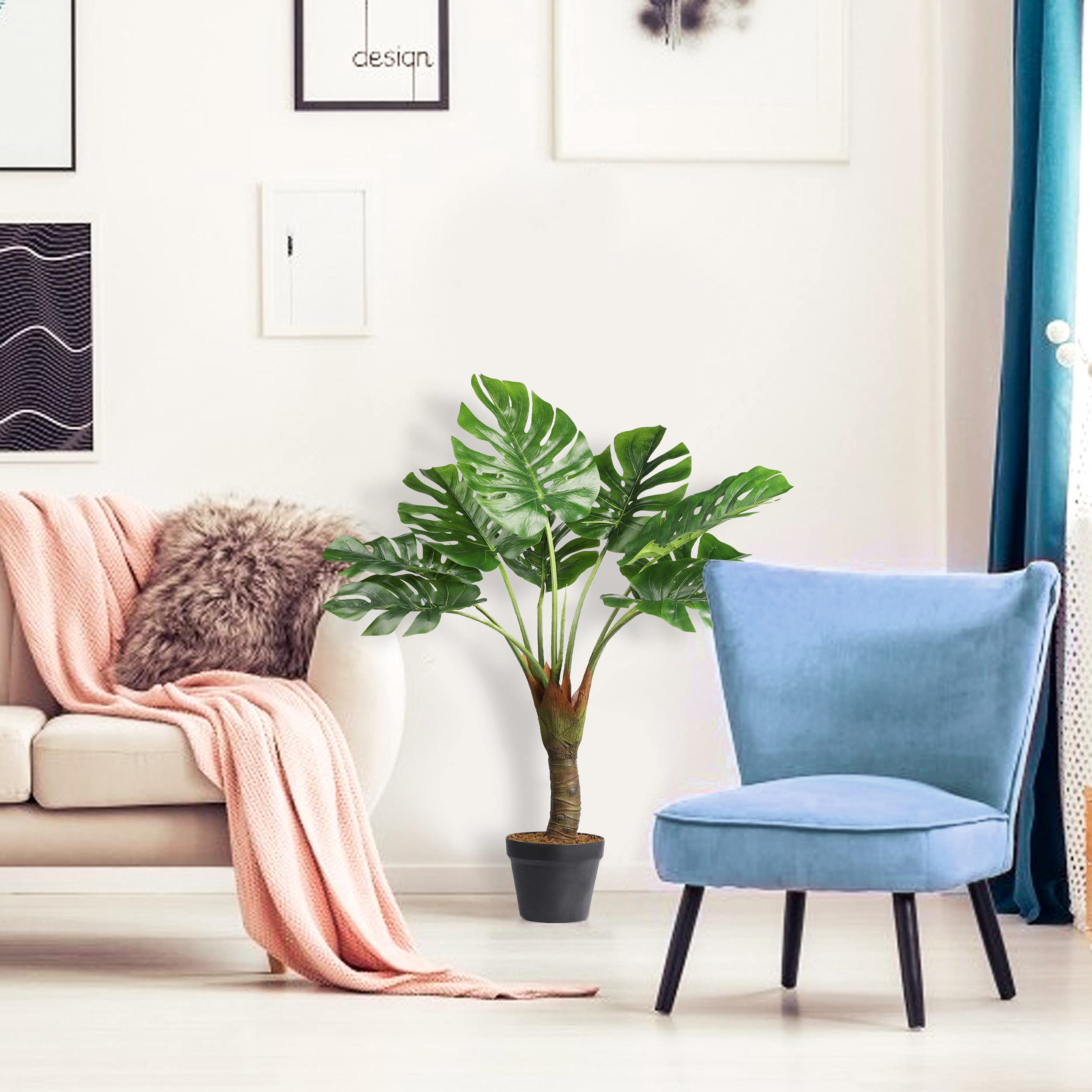 URtree 35'' Large Fake Plants Artificial Tree Monstera Plant Indoor for Home Office Garden Farmhouse Plants Decor