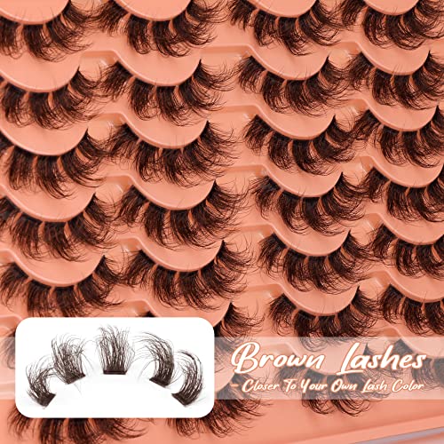 Alice Brown Lashes False Eyelashes Wispy Lashes DIY Lash Clusters Mink Fluffy Volume Russian Strip Lashes Eyelash Extensions Eye Lashes Pack Fake Lashes 14 Pairs by ALICE, 28.0 Count