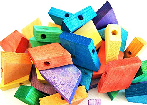 Wood Large Colored 36 Wooden Blocks Parrot Bird Parts cage Toy African Grey Cockatoo