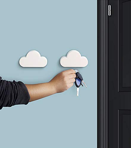 HAPTIME Cloud Key Holder, Magnetic Key Holder for Wall, Cute Decorative Way to Hold Your Keys, Easy to Install, Great for Entryway, Foyer, Garage Door, Fefrigerator etc.(White)