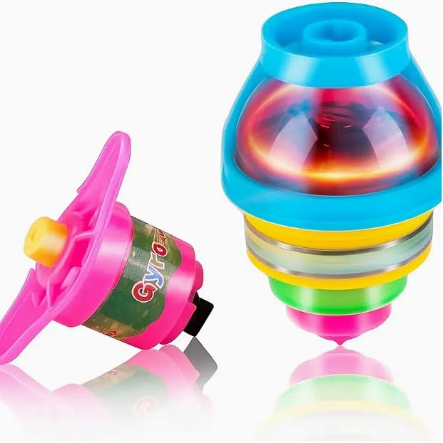 4pcs/Pack LED Light Up Flashing UFO Spinning Tops with Gyroscope Novelty Bulk Toys Party Favors