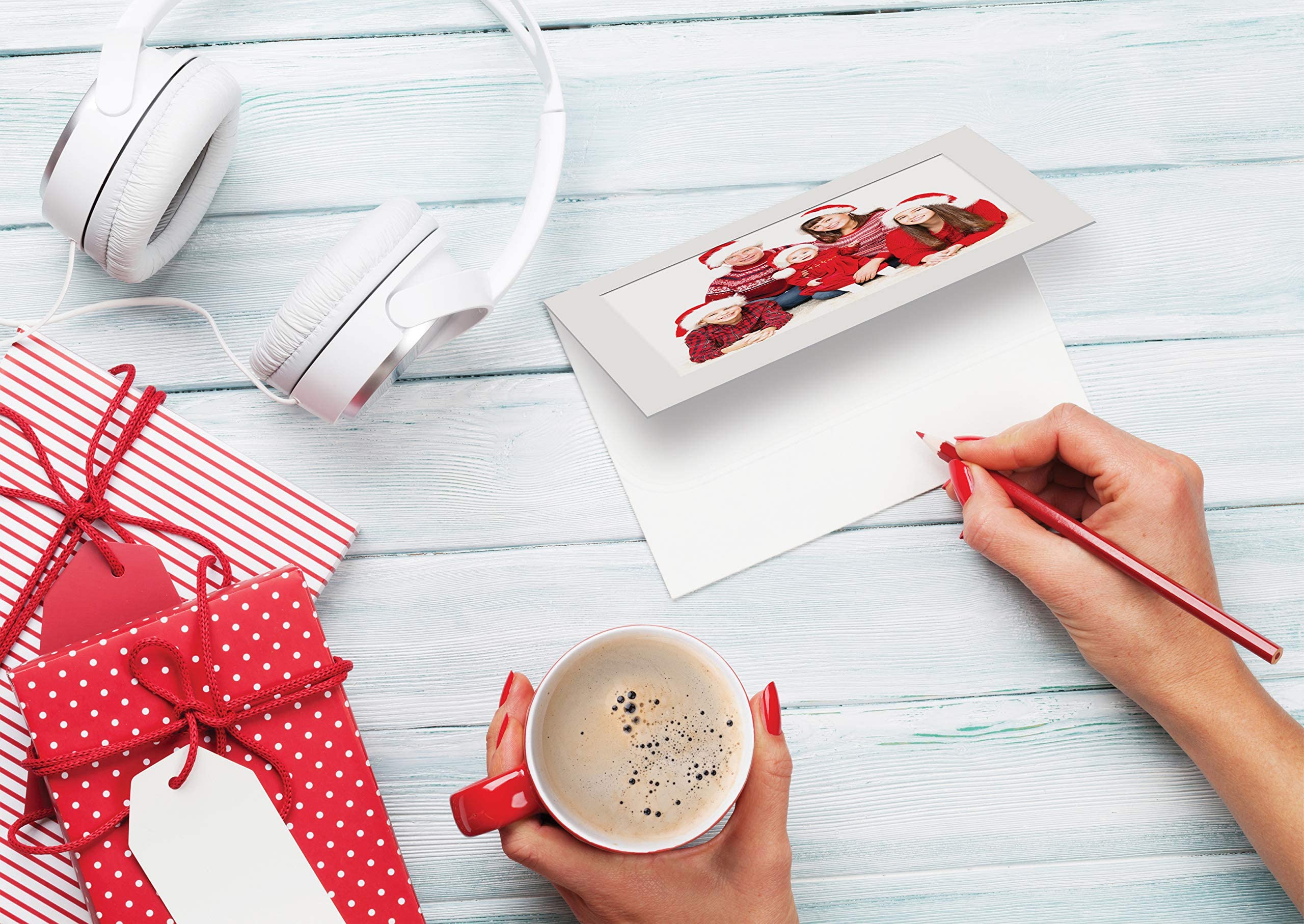 Better Office Products Photo Frame Note Cards for 4" x 6" Photos, 50 Pack, Photo Inserts with Envelopes (White, 50 Pack)