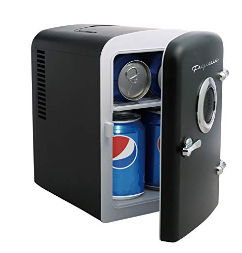 Frigidaire EFMIS151 Mini Portable Compact Personal Home Office Fridge Cooler BUILT IN SPEAKER, 4L Capacity, Chills Six 12 oz Cans, 100% Freon-Free & Eco Friendly