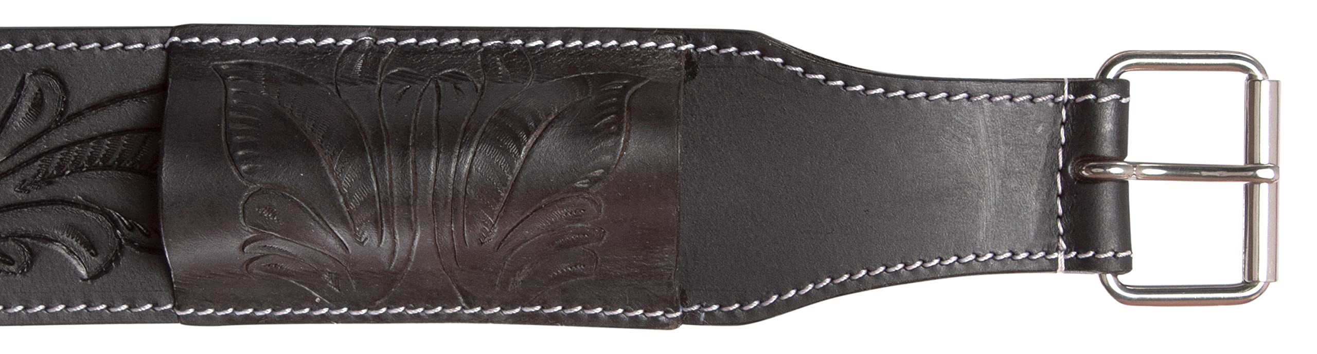 Acerugs BLACK WESTERN LEATHER SADDLE BACK CINCH FLANK GIRTH REAR GIRTH TOOLED (Standard)
