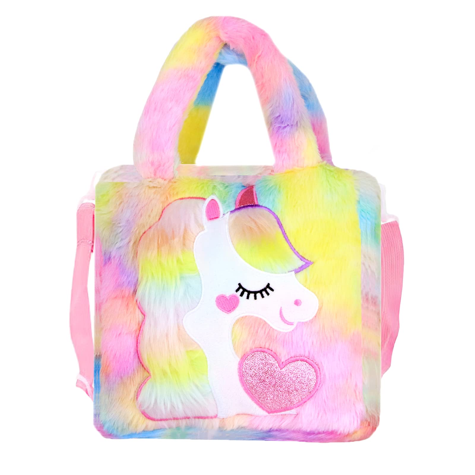 Abhay Plush Unicorn Tote Bag Fashion,Shool Girls Unicorn handBag Travel,Cute Bookbag For Unicorn Party Supplies (Multicolor)