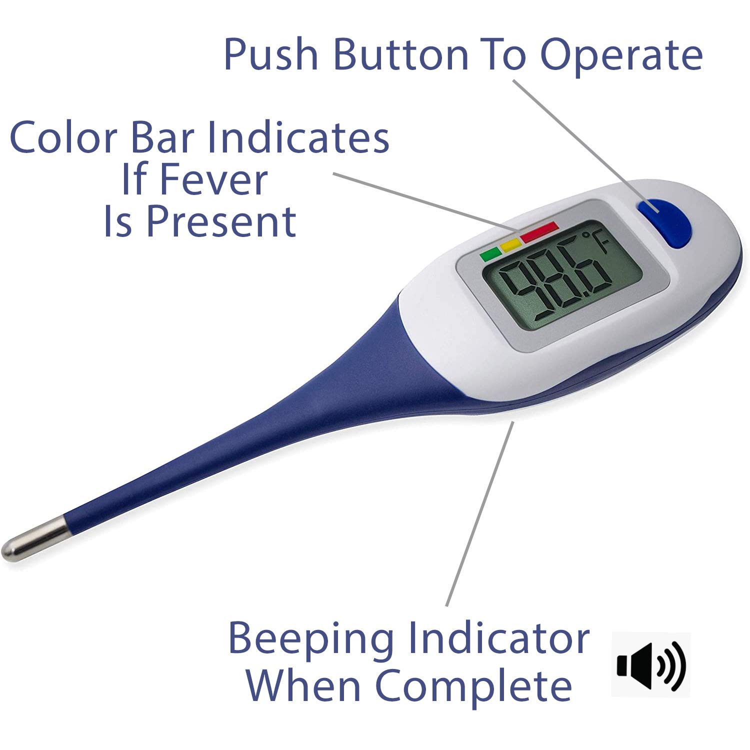 Apex Large Face LCD Fast Read Digital Thermometer for Adults and Children - Instant Read Thermometer for Fever Detection with Quick 10 Second Read Time (Packaging May Vary) (Pack of 2)