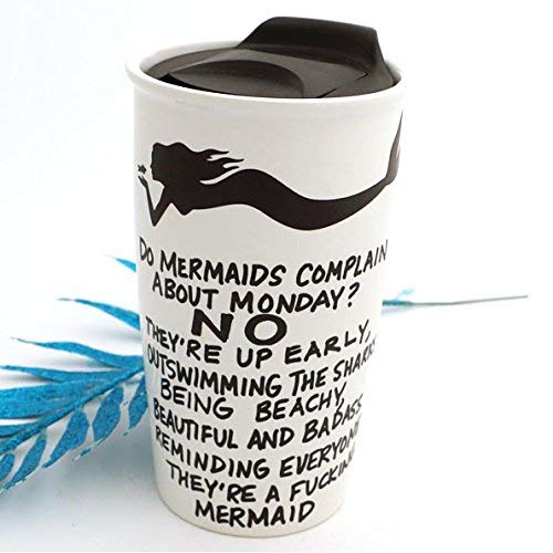 Mature Mermaid Travel Mug Ceramic LennyMud by Lorrie Veasey
