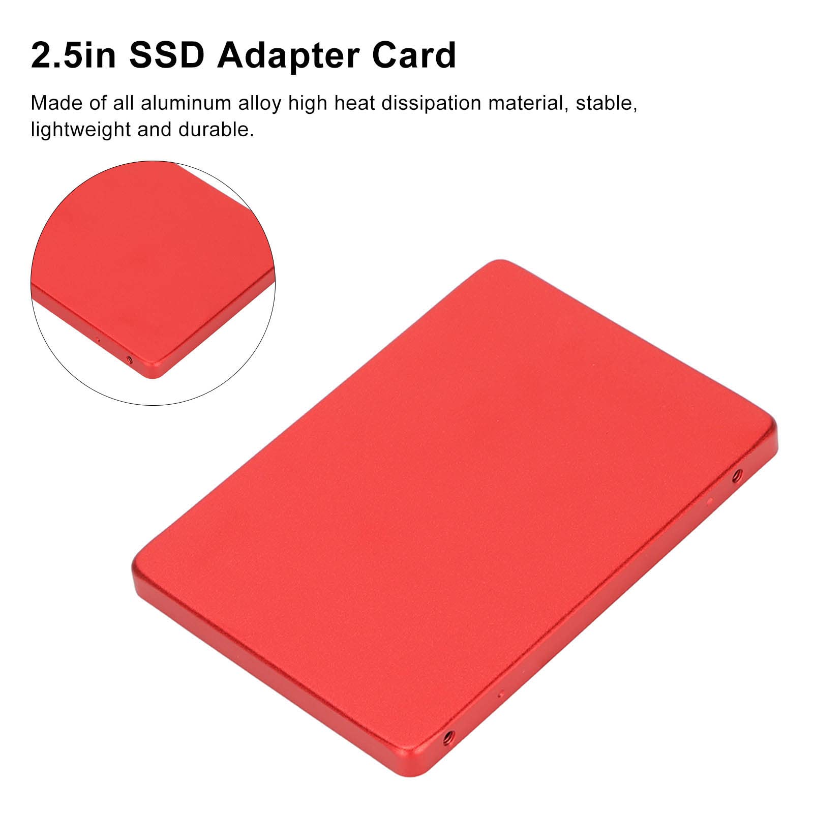 Aluminum Alloy SSD Adapter Case Ultrathin Lightweight Computer SSD Adapter Case Kit for Home Office (Red)