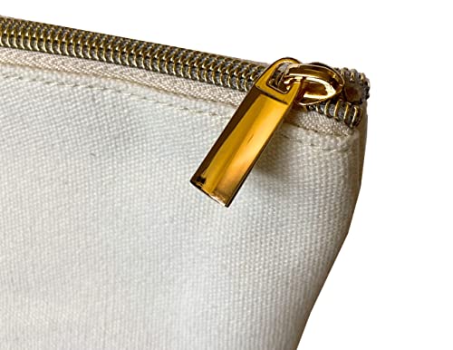 Jules Natural Canvas Cosmetic Bag With Zipper Closure I Believe In Pink Audrey Hepburn Quote