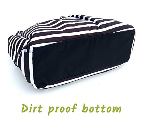 Prochel Diaper Bag Set Striped Crossbody Shoulder Tote Purse Black White (Pink)