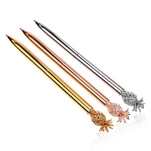 Pineapple Pens Ballpoint Pens + 6Pcs 3.2'' Ballpoint Pen Refills Black Ink (3Pcs Pineapple Pens)