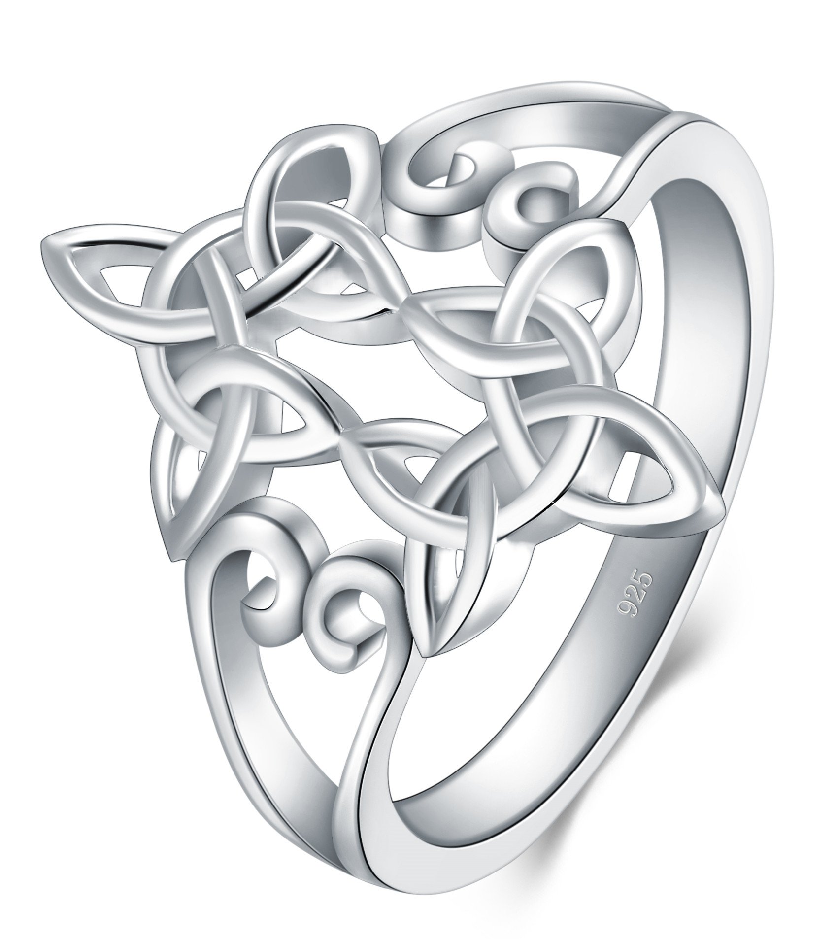 925 Sterling Silver Ring Boruo Celtic Knot Heart Cross High Polish Tarnish Resistant Eternity Wedding Band Stackable Ring Size 8
