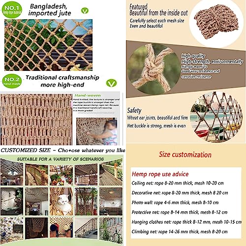 KACQIHTU Hemp Rope Net Child Safety Net Rope Fence Stairs Balcony Railings Garden Playground Safety Protection Rope Netting Climbing Net for Kids