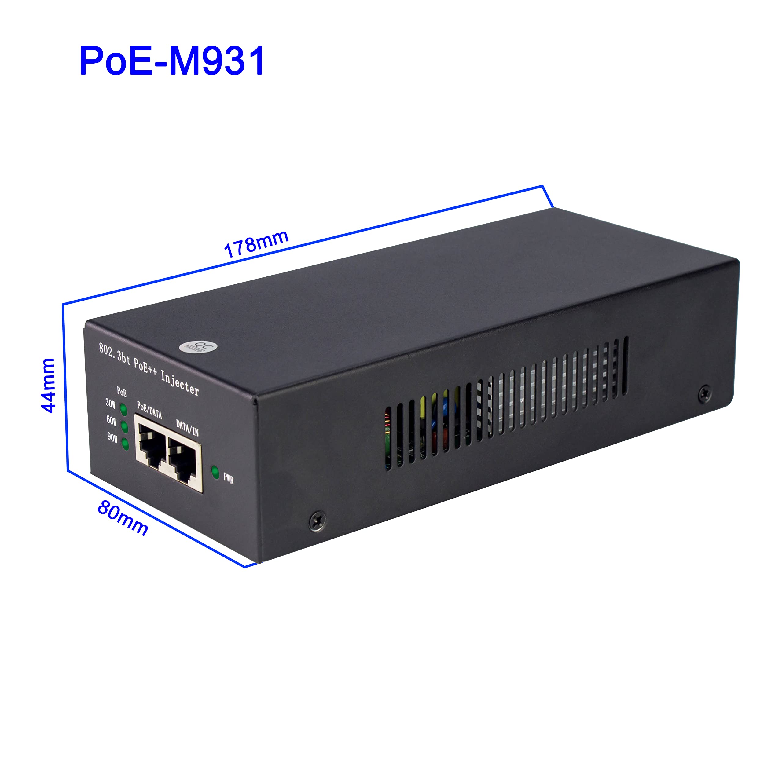 CENTROPOWER 90W High Power Gigabit PoE Injector Adapter,10/100/1000Mbps,Up to 90W Ultra Power Supply Ethernet PoE++ Injector,IEEE 802.3af/at/bt Compliant ,UL Certified.Plug & Play