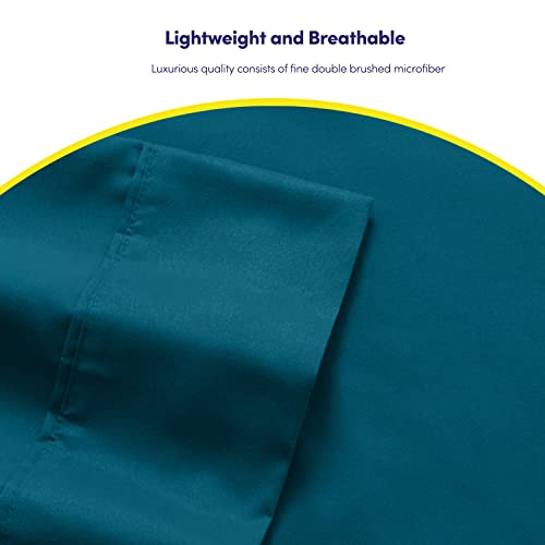 Queen Sheets Teal - 6 Piece 1500 Supreme Collection Fine Brushed Microfiber Deep Pocket Queen Sheet Set Bedding - 2 Extra Pillow Cases, Great Value, Queen, Teal