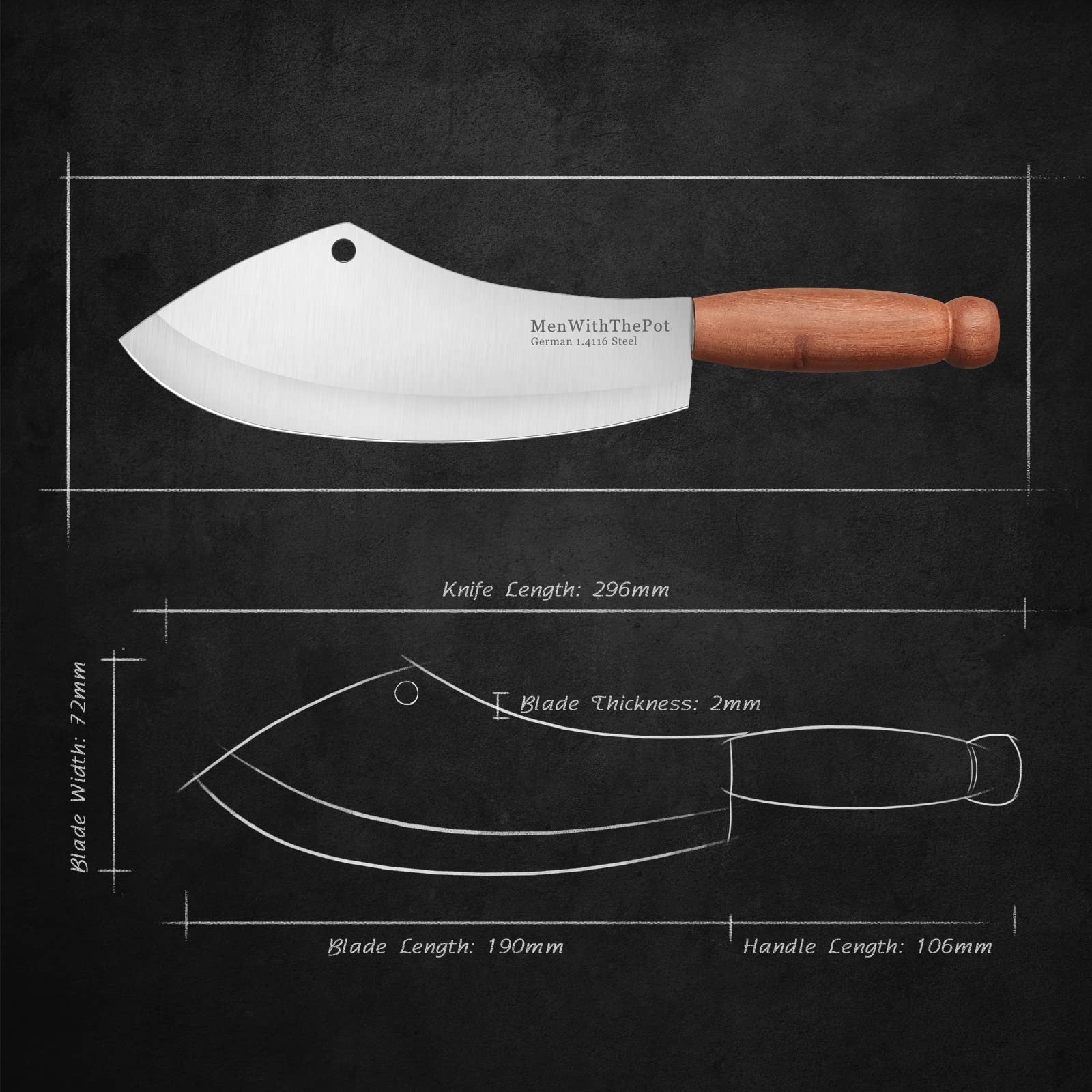 MEN WITH THE POT Butcher Knife With Sheath Meat and Vegetable Cleaver Knife for Kitchen or Camping Christmas Gifts for Men Father