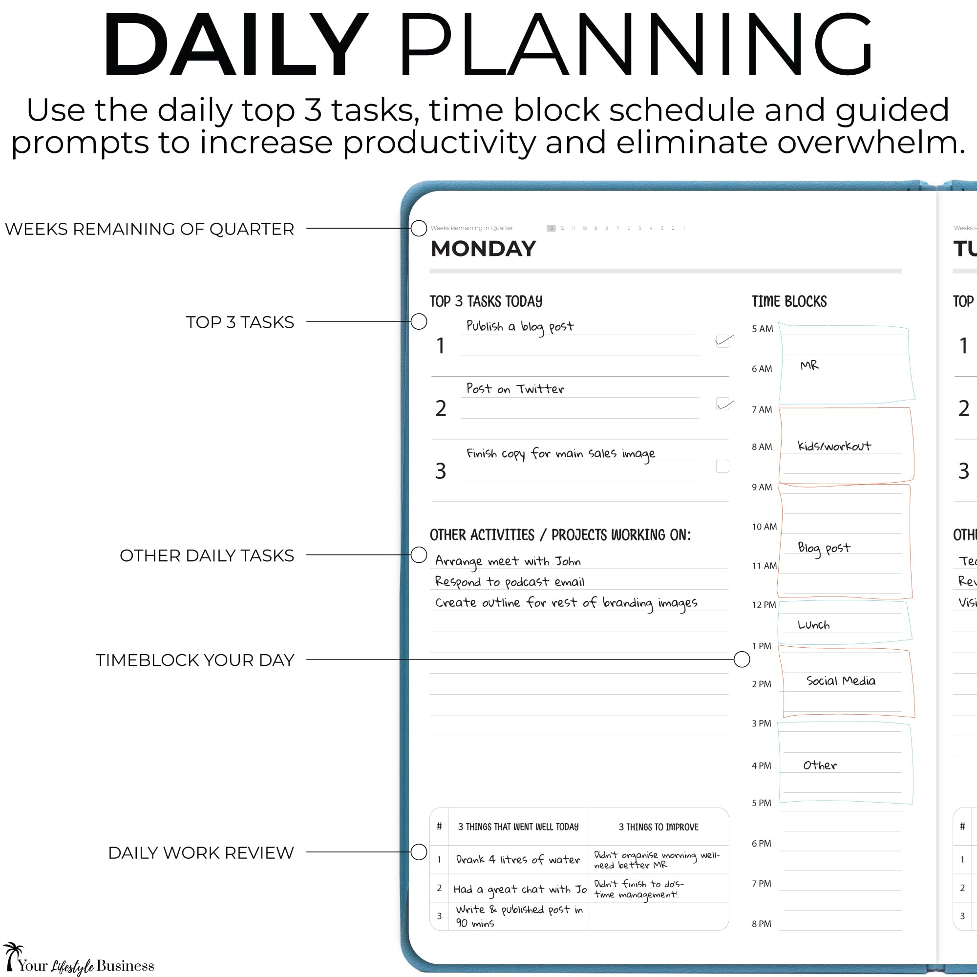 90 Day Goal Setting Journal, Track Progress Daily, Multiple Use Cases, One Journal for All