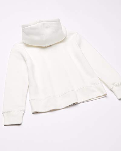 Amazon Essentials Girls' Fleece Zip-Up Hoodie Sweatshirt, White, Medium