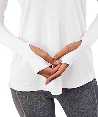 Bestisun Women's Long Sleeve Workout Tops Yoga Athletic Shirts Exercise Clothes Tunic Sweatshirts White S