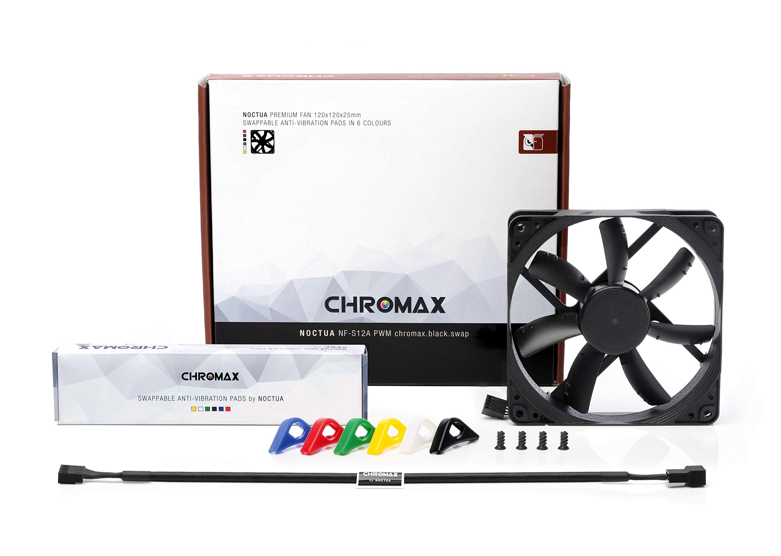 Noctua NF-S12A PWM chromax.Black.swap, Premium Quiet Fan, 4-Pin (120mm, Black)