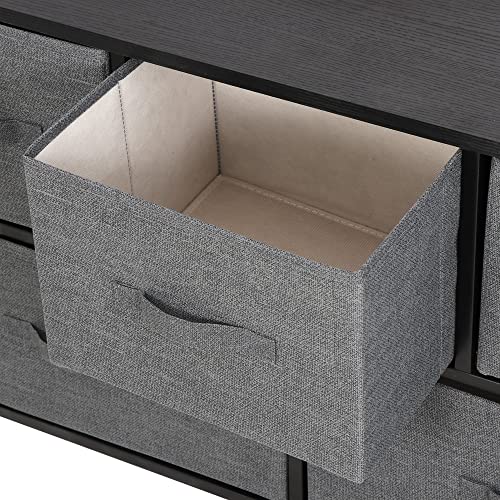 ZENY Extra Wide Dresser Storage Tower - Storage Tower Unit for Bedroom, Hallway, Closet, Office Organization - Steel Frame, Wood Top, Easy Pull Fabric Bins - 5 Drawers