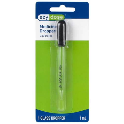 EZY DOSE Ear and Eye Medicine Dropper For Liquid & Medicine, 1mL Capacity Calibrated Glass, Deliver Correct Dose, Clear, BPA Free