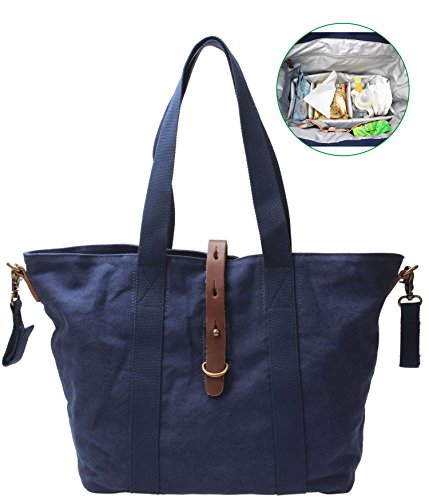 Diaper Tote Bag Mom Shoulder Bag Baby Canvas Nappy Bag For Boys And Girls M02 (blue)