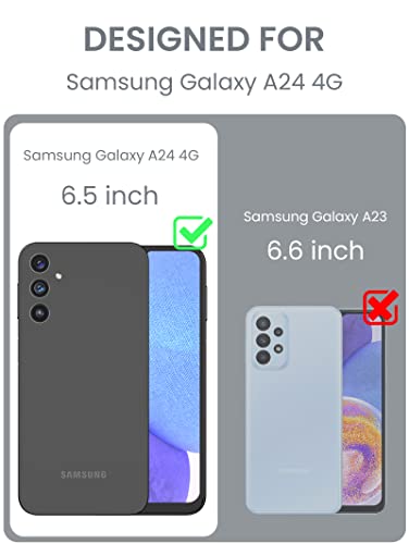 Dretal for Samsung A24 4G Case, Galaxy A24 5G Case with Slide Camera Cover + [2PCS] Tempered Glass Screen Protector, Military Grade Shockproof Protective Cover Built Finger Ring Kickstand (Black)