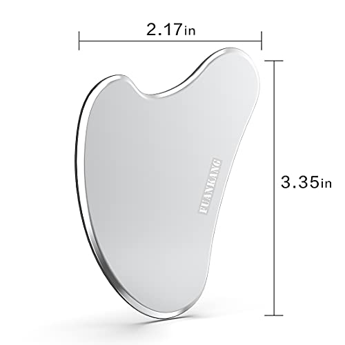 FUANKANG Gua Sha Facial Tools Stainless Steel Scraping Massage Tool for Face Stainless Steel Gua Sha Tool with Travel Pouch