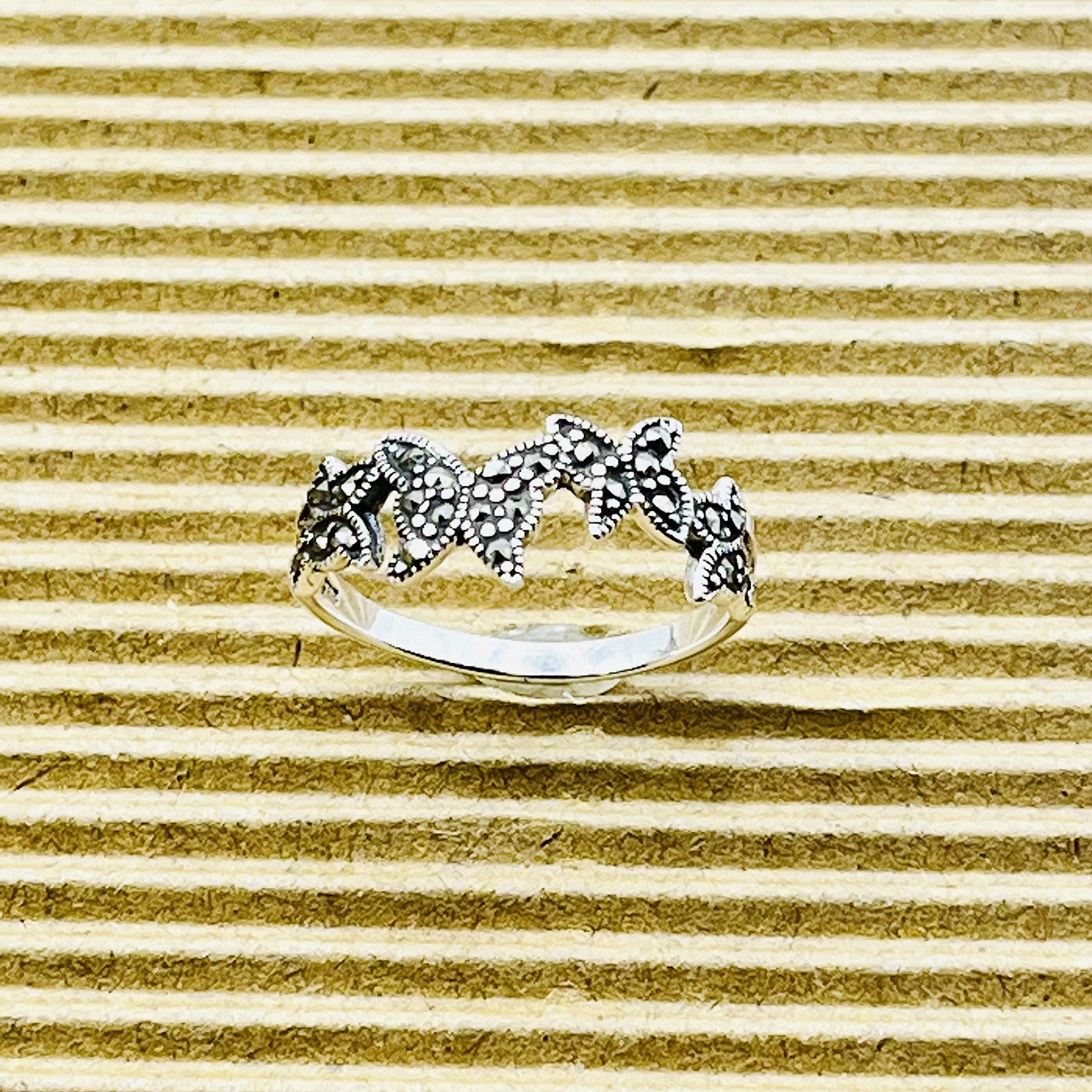 925 Silver and Marcasite Butterfly Ring for Women