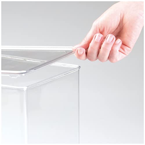 mDesign Stackable Plastic Closet Storage Container Bin Box with Hinge Lid for Organizing Shoes, Booties, Pumps, Sandals, Wedges, Flats, Heels - Lumiere Collection - 6 Pack - Clear