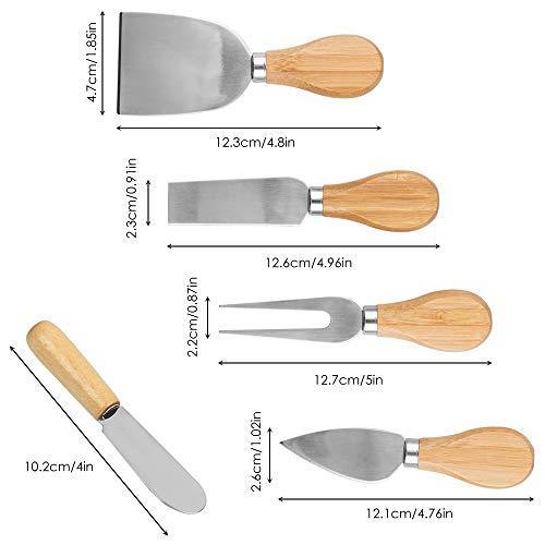 Set of 8, Wood Handle Cheese Knives and Spreaders, DaKuan Cheese Slicer Cheese Cutter Condiment Knives Set