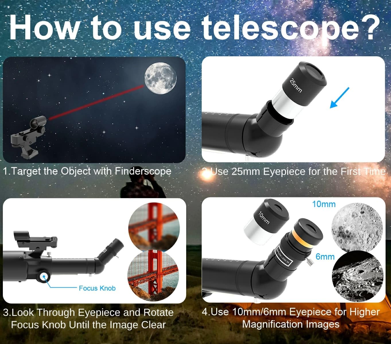 90mm Aperture Telescope for Adults High Powered, 600mm Refracting Multi-Coated Telescope for Adults Astronomy & Kids & Beginners (24X-300X) with Tripod,Carrying Case,Barlow,Phone Adapter