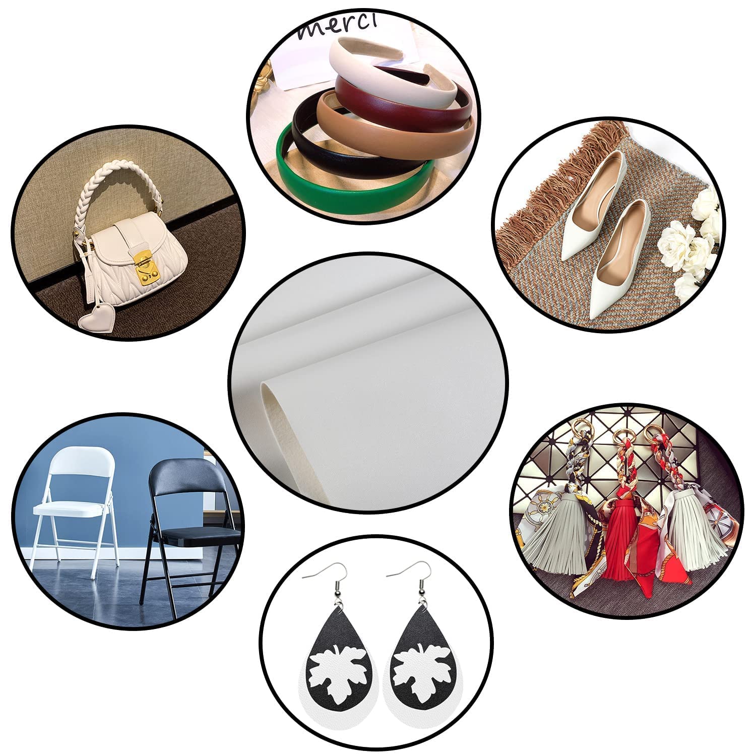 CDY Solid Color White Faux Leather Sheets 13.8"X53" Smooth PU Synthetic Leather Roll Perfect for Crafts Handbags Wallets Jewelry Earrings Bows Making (White)