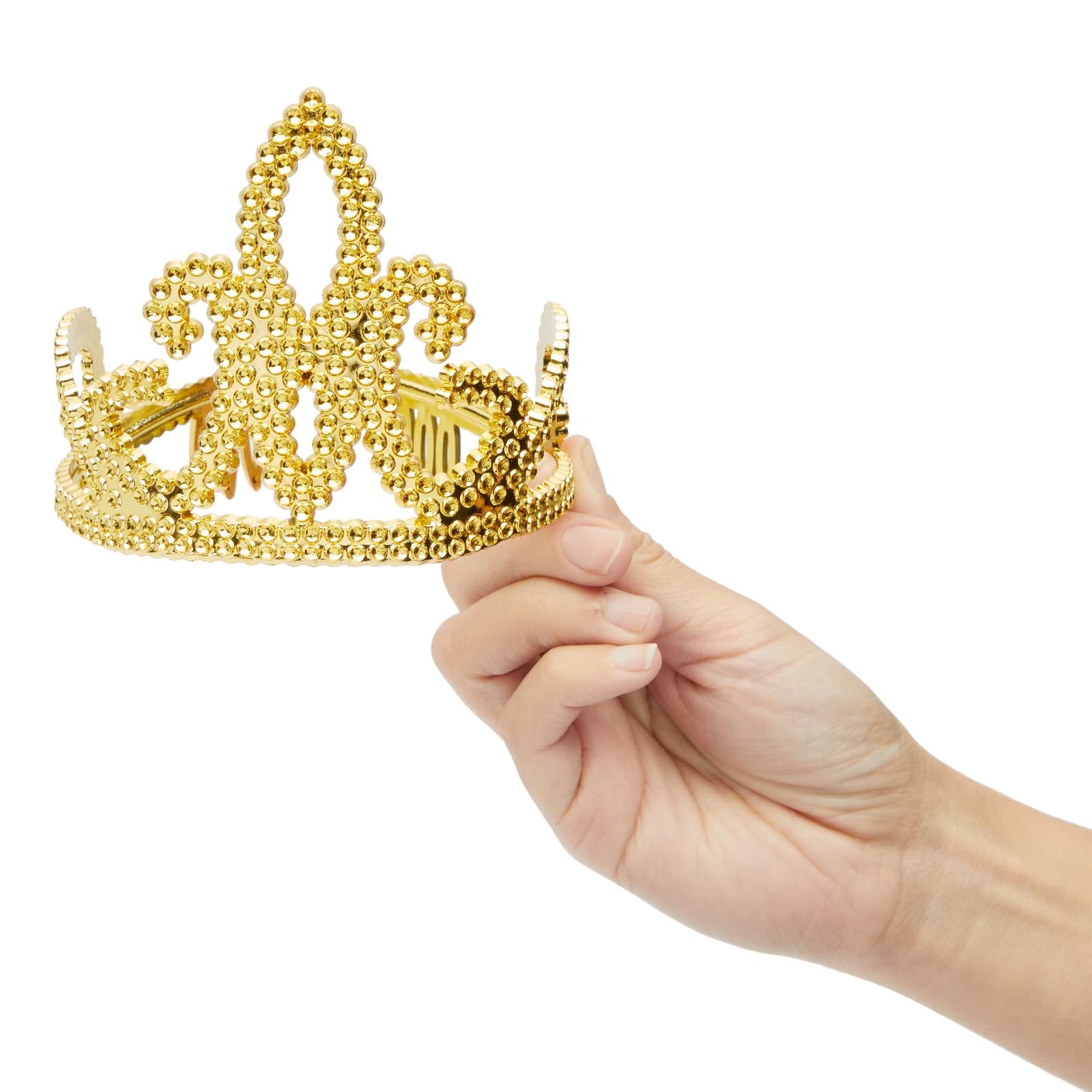 BLUE PANDA 4-Pieces King and Queen Crowns Set for Kids - Gold Crowns and Tiara for Royal Theme Birthday Party Costume Accessories and Photo Booth Props