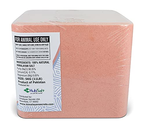 Himalayan Secrets 11LB (5KG) Large Compressed Pink Himalayan Salt Animal Lick Block for Livestock and Wildlife - 100% Pure & Natural Feed Salt - 84 Natural Minerals and Trace Elements