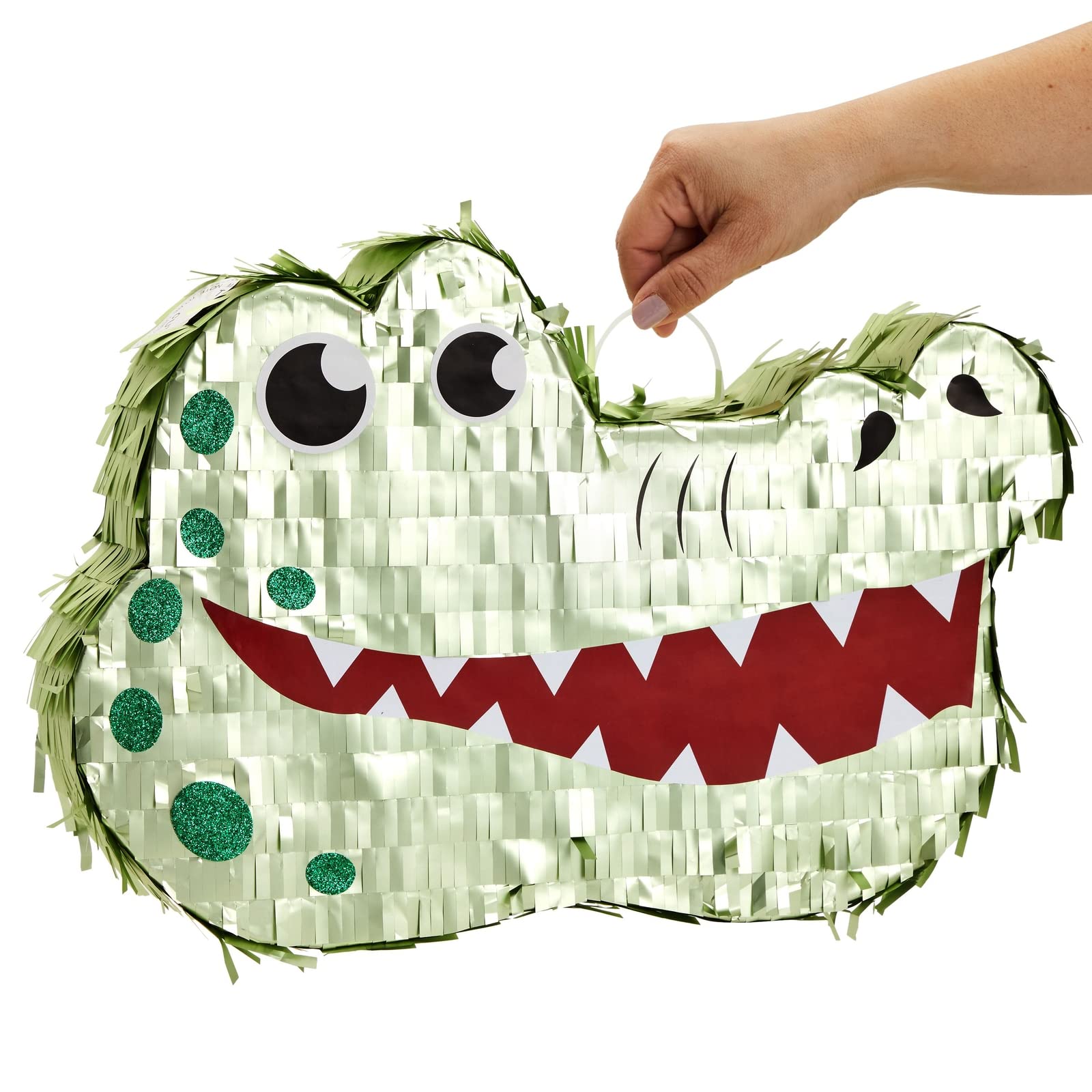 BLUE PANDA Alligator Pinata for Kids Safari Birthday Party Decorations, Baby Shower (Small, 16.5 x 11.5 x 3 Inches)