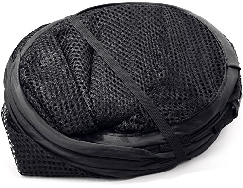 Mesh Popup Laundry Hamper - Two Compartments, Collapsible for Storage and Easy to Open. Folding Pop-Up Clothes Hampers are Great for The Kids Room, College Dorm or Travel. (Black)