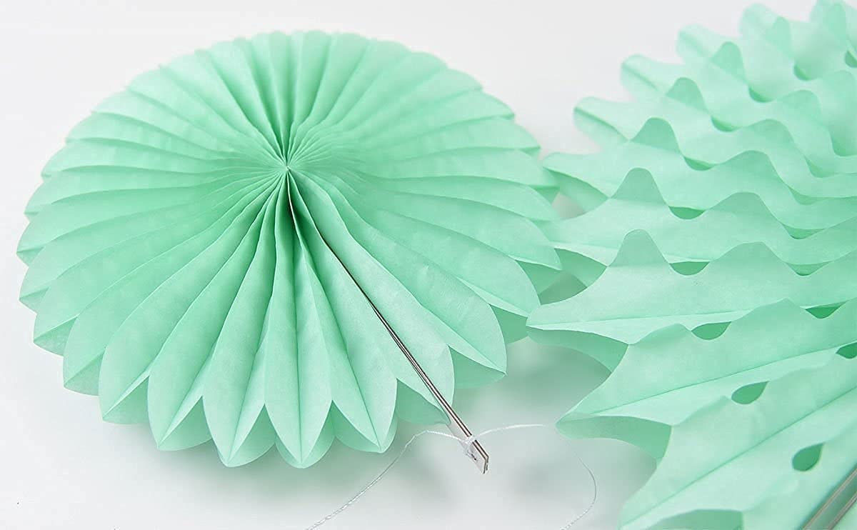 Boho Rainbow Party Decorations/Mint Peach Birthday Party Decorations/Mint Peach Baby Shower Decorations/7pcs Tissue Paper Fan Flower/Mint Peach Wedding Bridal Shower/