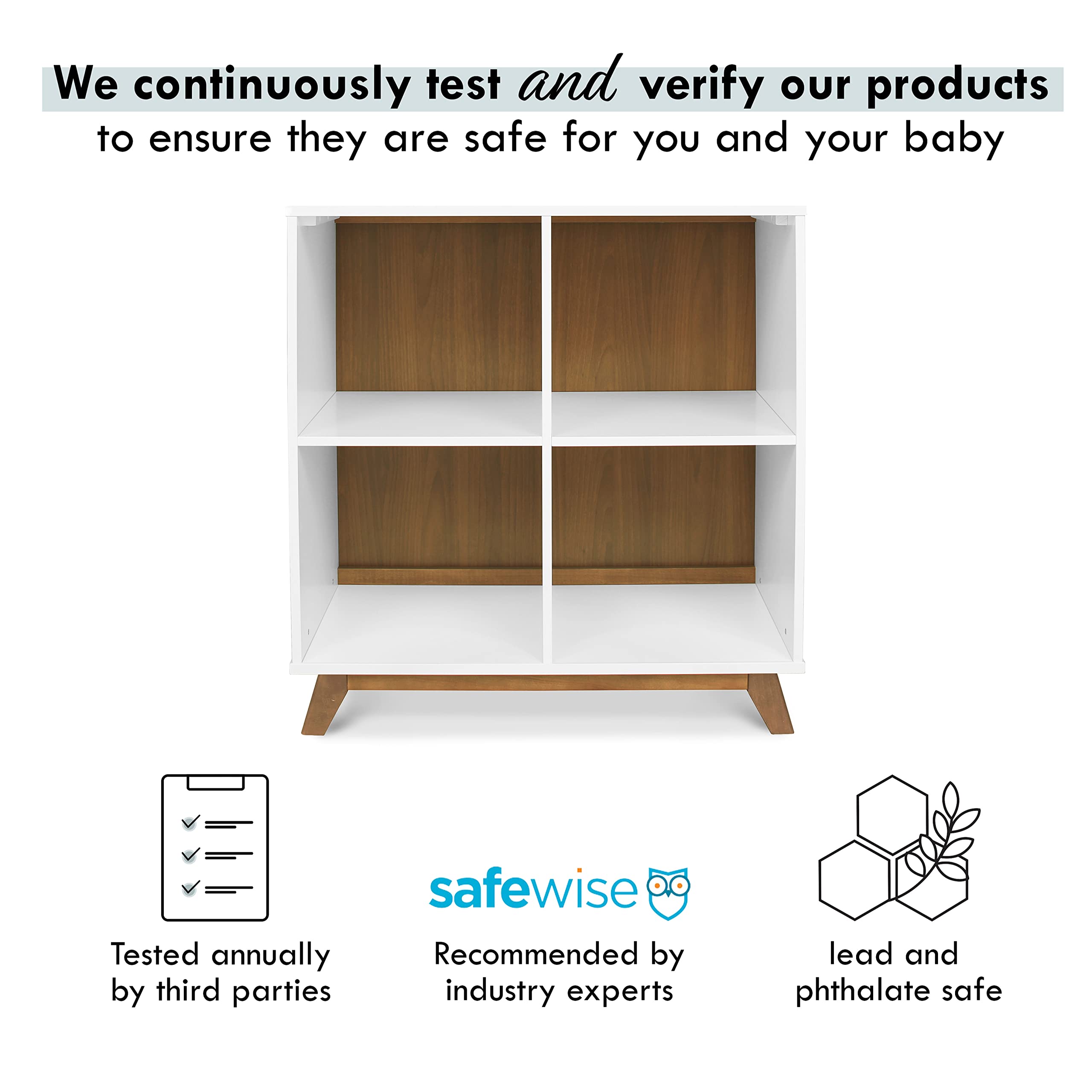 DaVinci Otto Convertible Changing Table and Cubby Bookcase in White and Walnut
