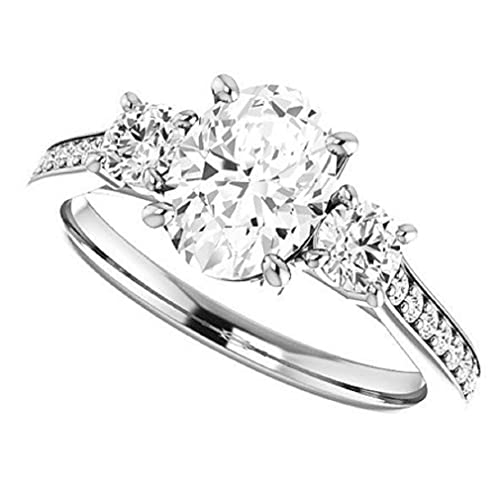 925 Silver, 10K/14K/18K Solid Gold Handmade Engagement Ring, 3 CT Oval Cut Moissanite Solitaire Ring, Wedding Ring for Women/Her, Anniversary Promise Gifts, VVS1 Colorless (10K Solid Rose Gold)
