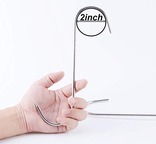 Meat Hook 10 Inch 6mm S-Hooks HONSHEN Stainless Steel Meat Hooks for Hanging Processing Butcher Hook 4Pack (Meat Hooks 6mm 10inch)