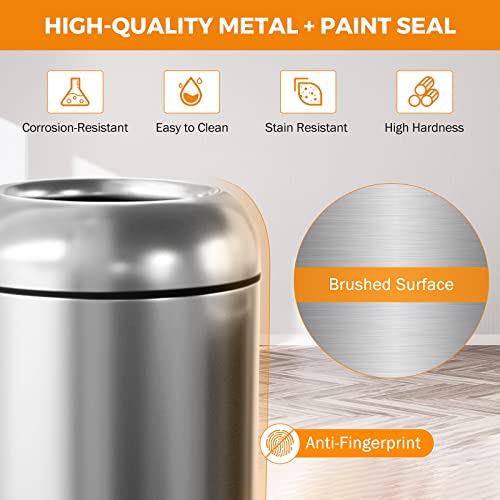 BEAMNOVA Bundle Metallic 15 x 31.5 in + Metallic 12.4 * 27 in Commercial Stainless Steel Trash Can Garbage Enclosure with Lid Inside Barrel Heavy Duty Waste Container